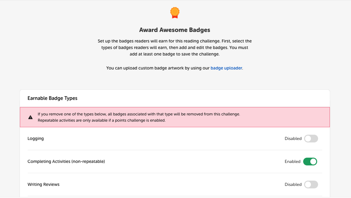 Using non-repeatable or repeatable activity badges – Beanstack Help Center