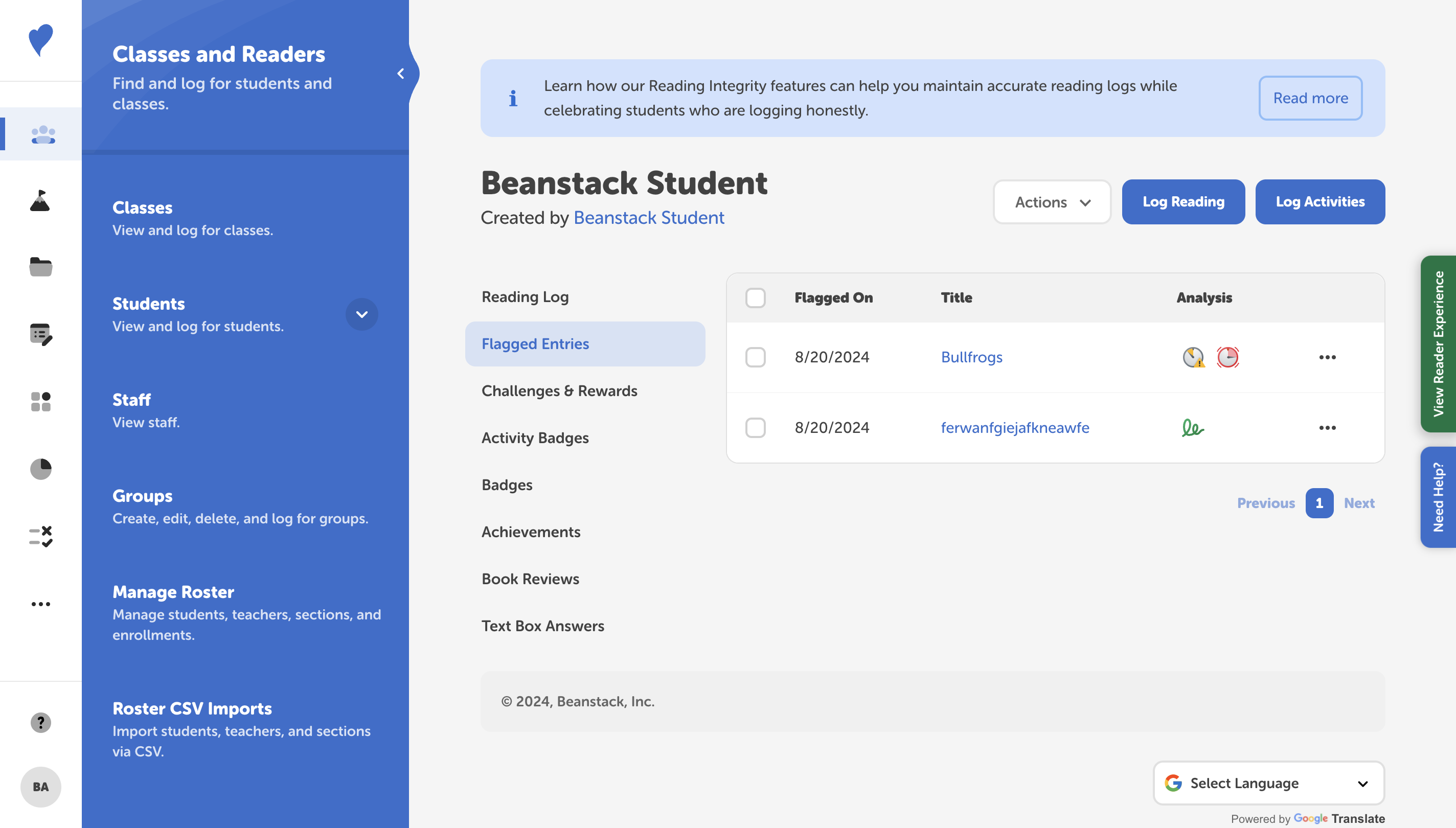 Beanstack’s Reading Integrity Suite – Beanstack Help Center