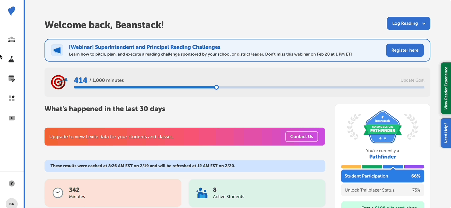 How to use Insights to pull data on top readers and classes – Beanstack Help Center