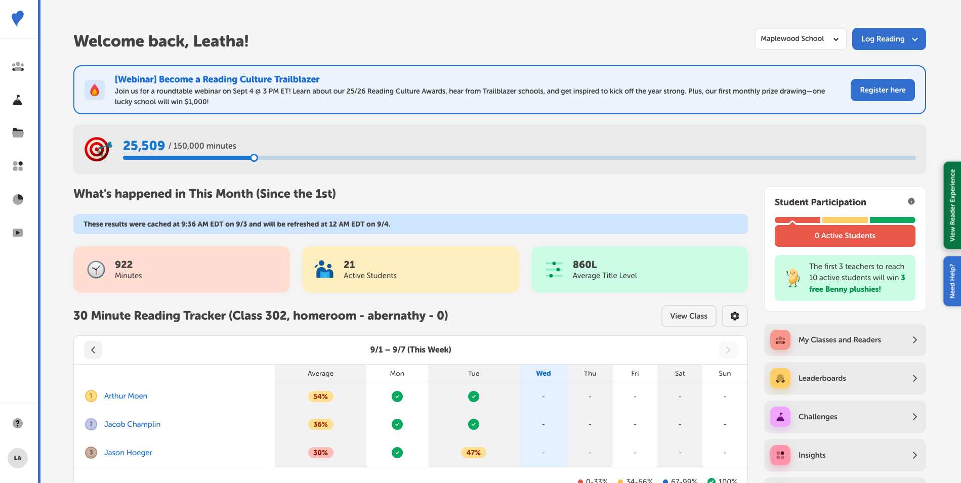 Teacher Champion Awards – Beanstack Help Center