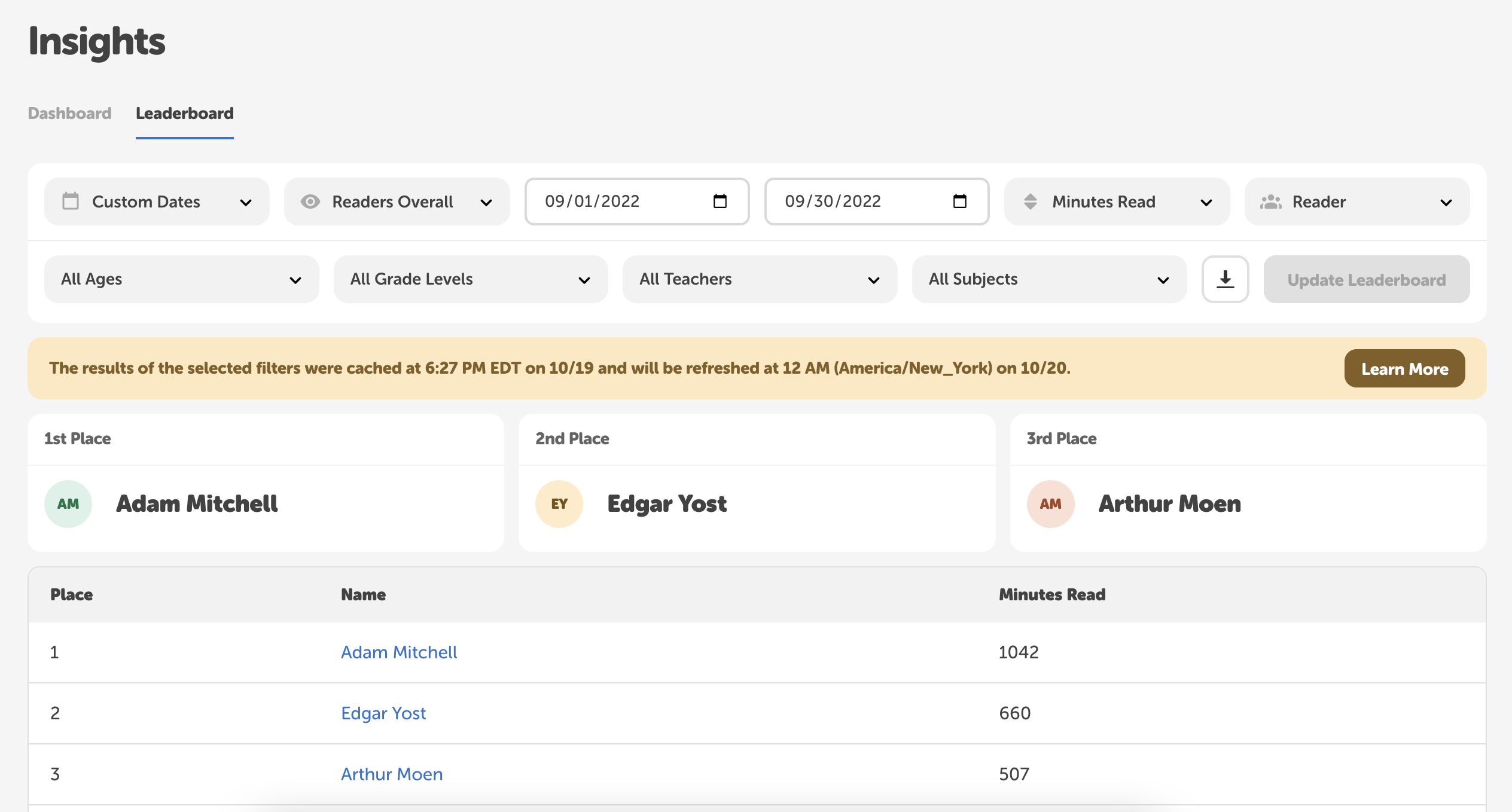 How to get a quick view of how much your students are reading – Beanstack Help Center