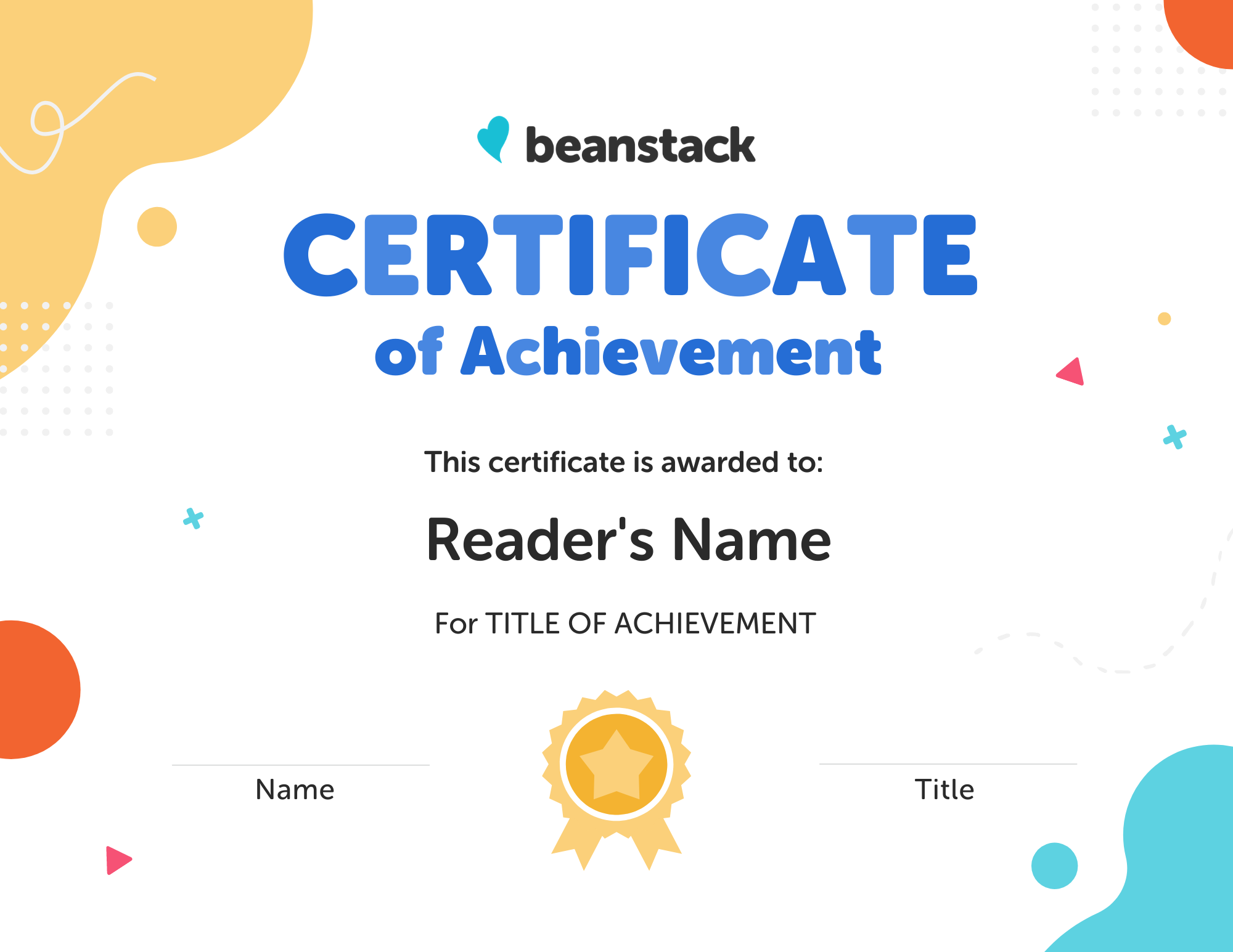 Customizable Beanstack certificate of achievement – Beanstack Help Center